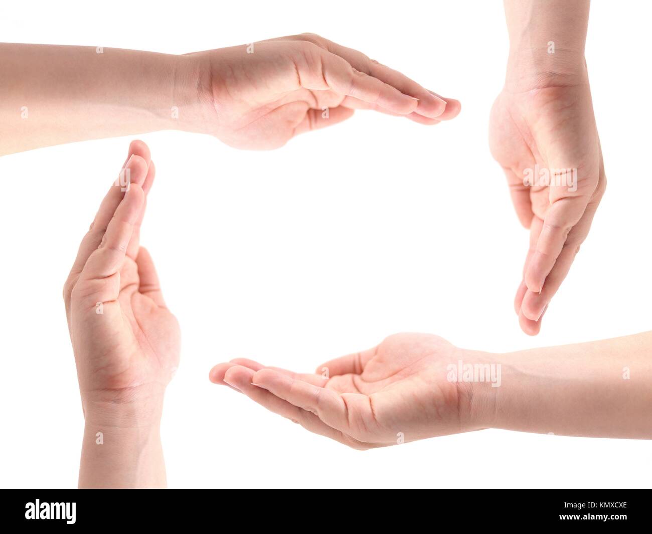 Female hands making a shape for protection Stock Photo - Alamy