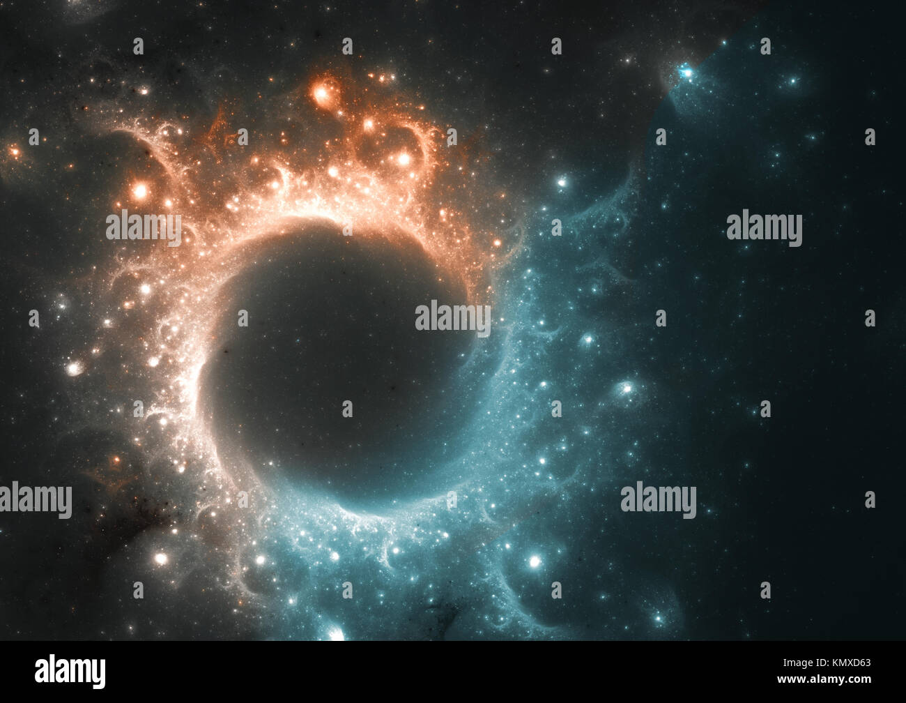 Fire and ice burning galaxy, fantasy space illustration Stock Photo - Alamy