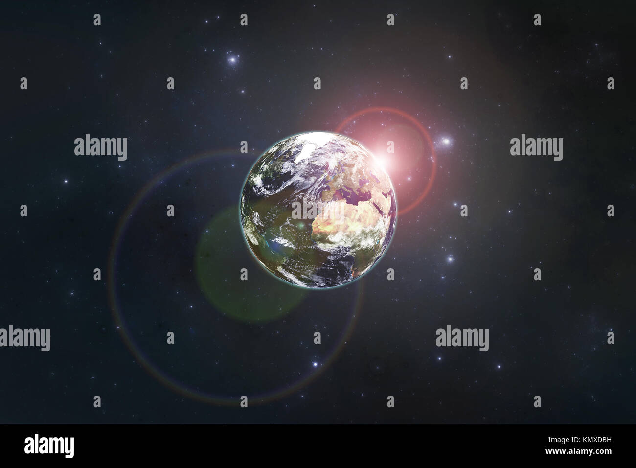 Planet Earth with the rising sun. Elements of this image furnished by ...
