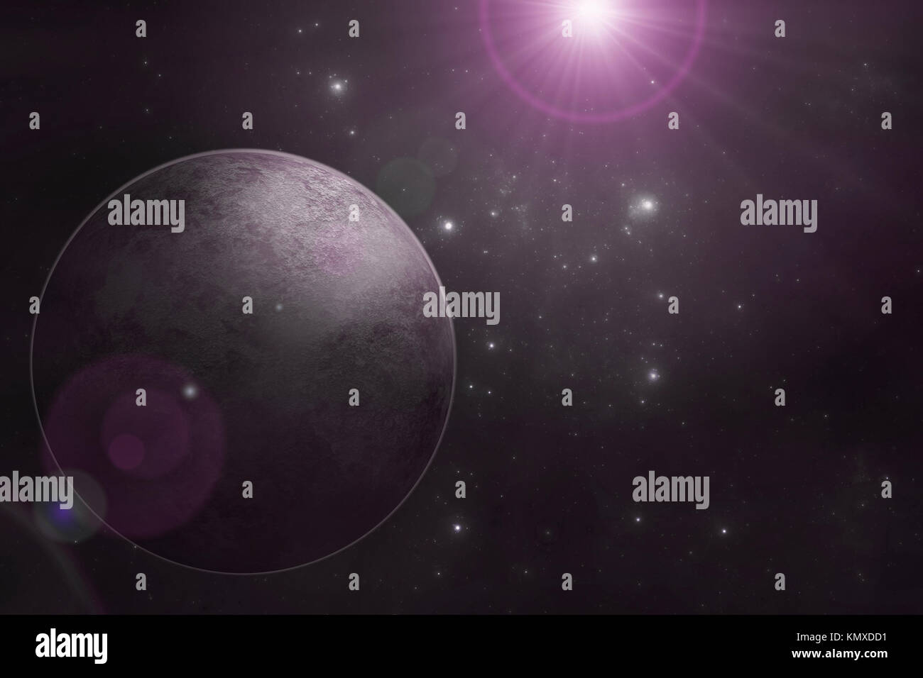 Deep space alien planet, fantasy universe illustration Stock Photo - Alamy