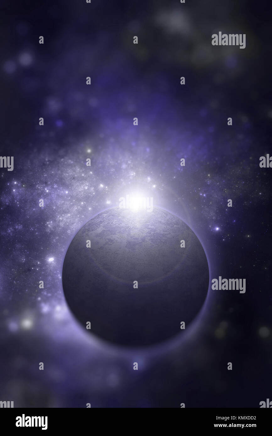 Deep space alien planet, fantasy universe illustration Stock Photo - Alamy