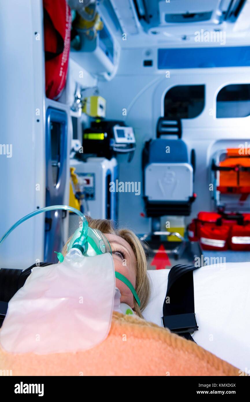 Ambulance Patients Wearing Oxygen Mask