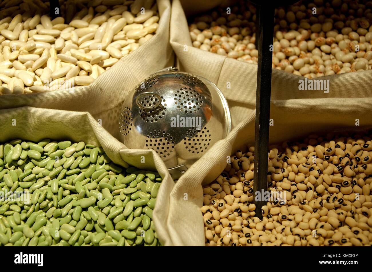 Legumes stand in San Miguel Market Madrid, Spain Stock Photo - Alamy