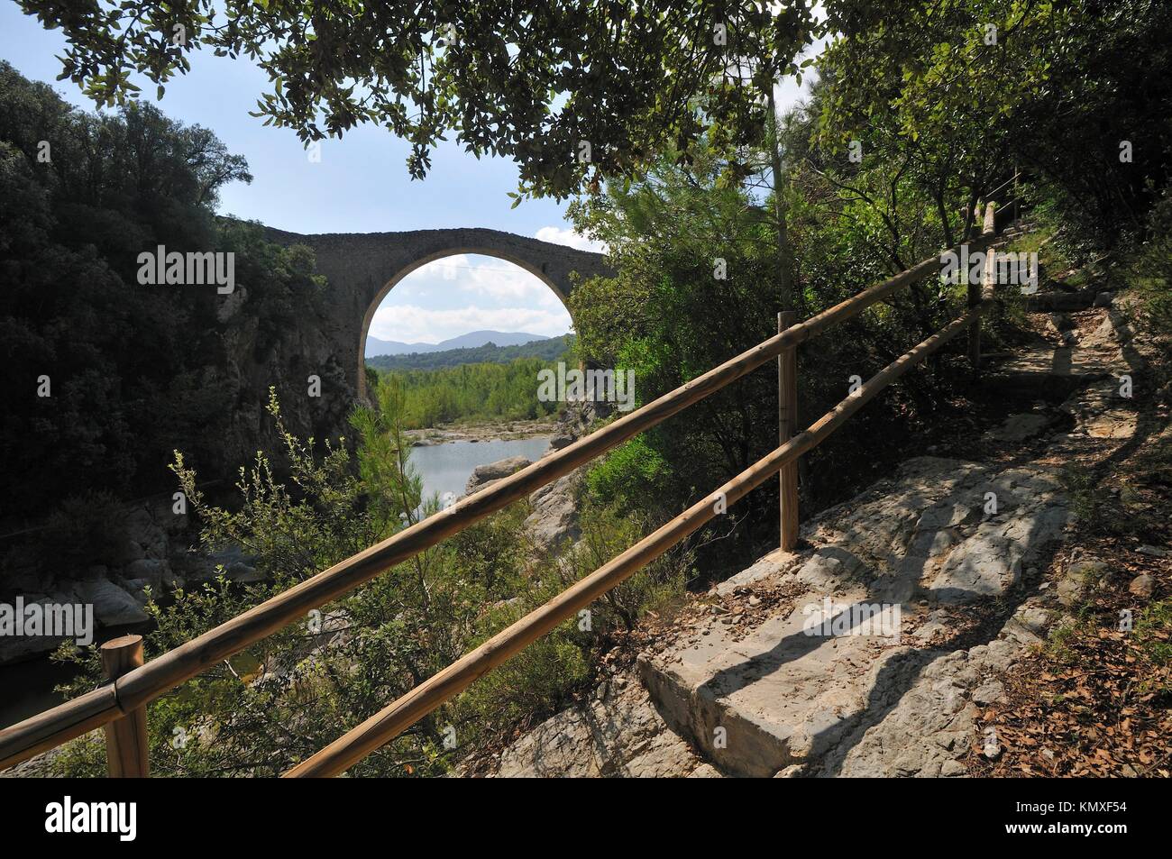 Romanesque bridge named Pont del LLierca at Tortellà, Garrotxa ...