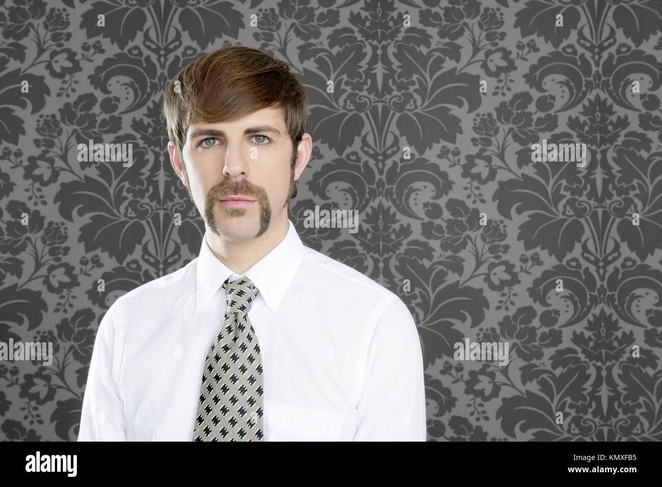 Mustache retro businessman vintage office hi-res stock photography and ...