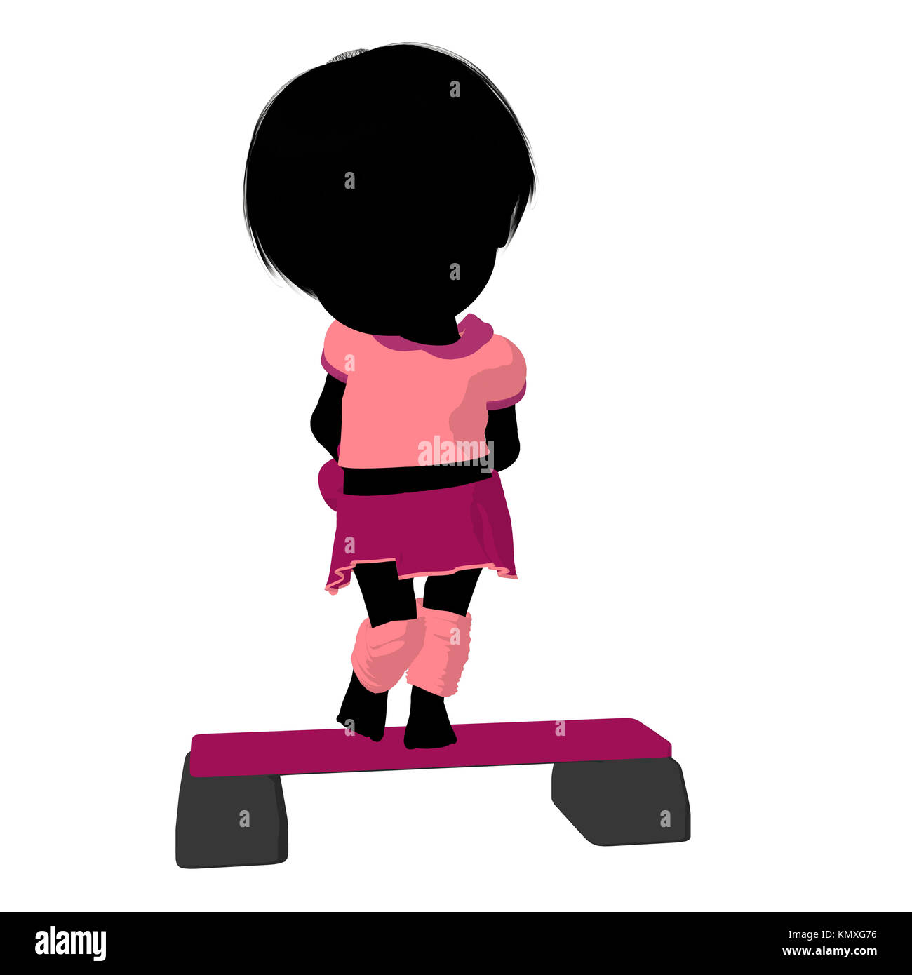 Little exercise girl exercising on a white background Stock Photo - Alamy