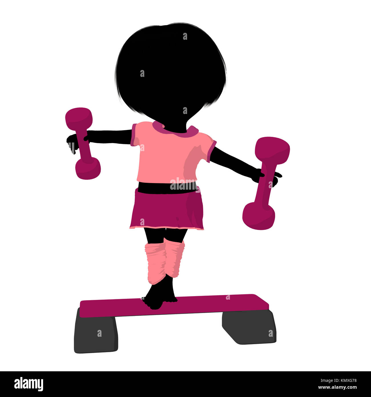 Little exercise girl exercising on a white background Stock Photo - Alamy