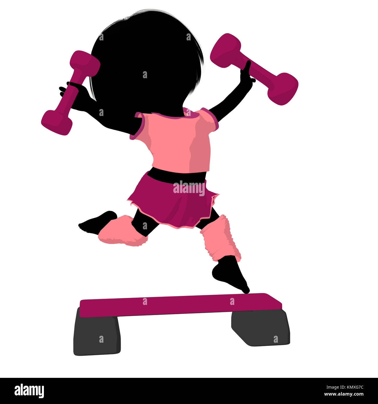 Little exercise girl exercising on a white background Stock Photo - Alamy