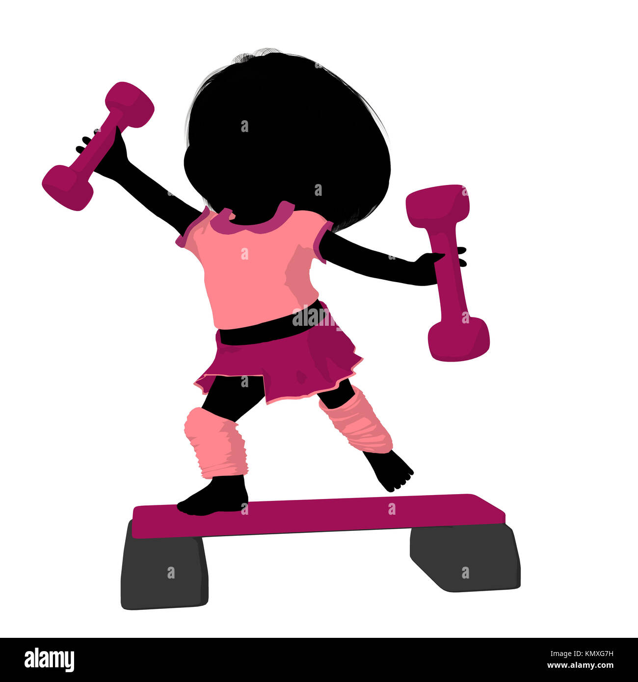 Little exercise girl exercising on a white background Stock Photo - Alamy