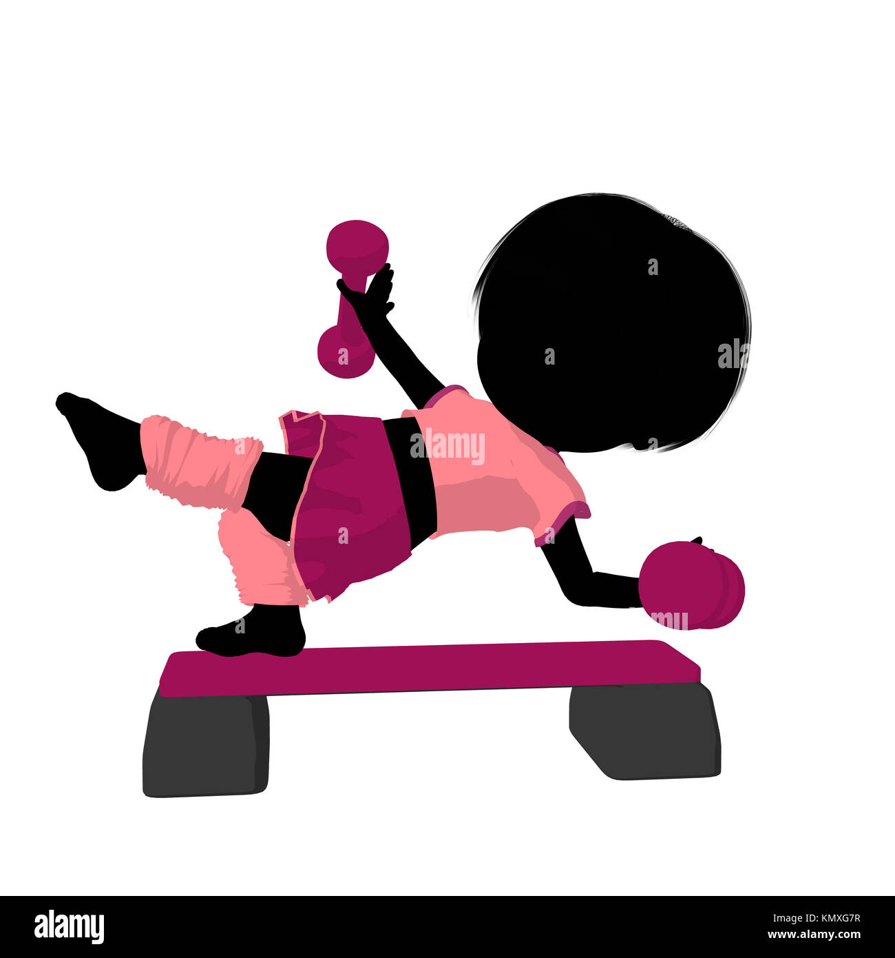 Little exercise girl exercising on a white background Stock Photo - Alamy