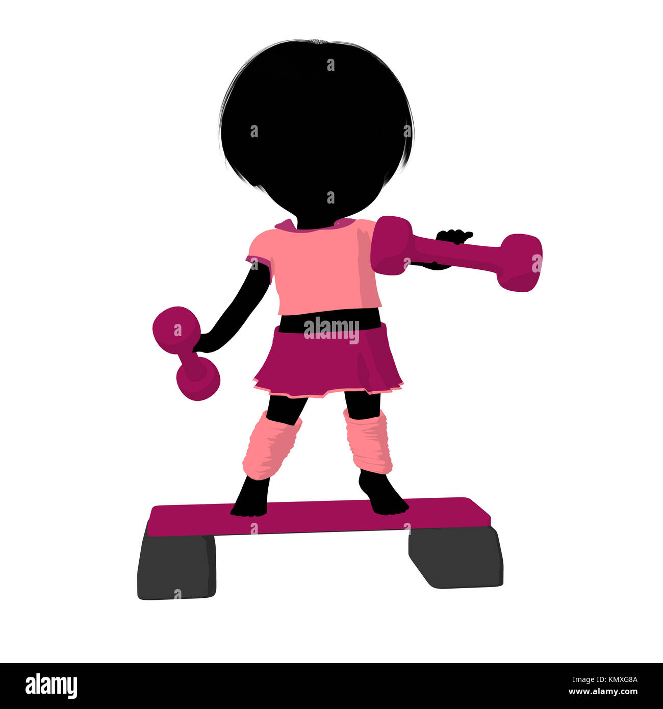 Little exercise girl exercising on a white background Stock Photo - Alamy