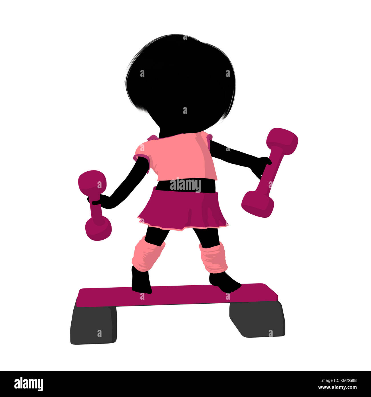 Little exercise girl exercising on a white background Stock Photo - Alamy