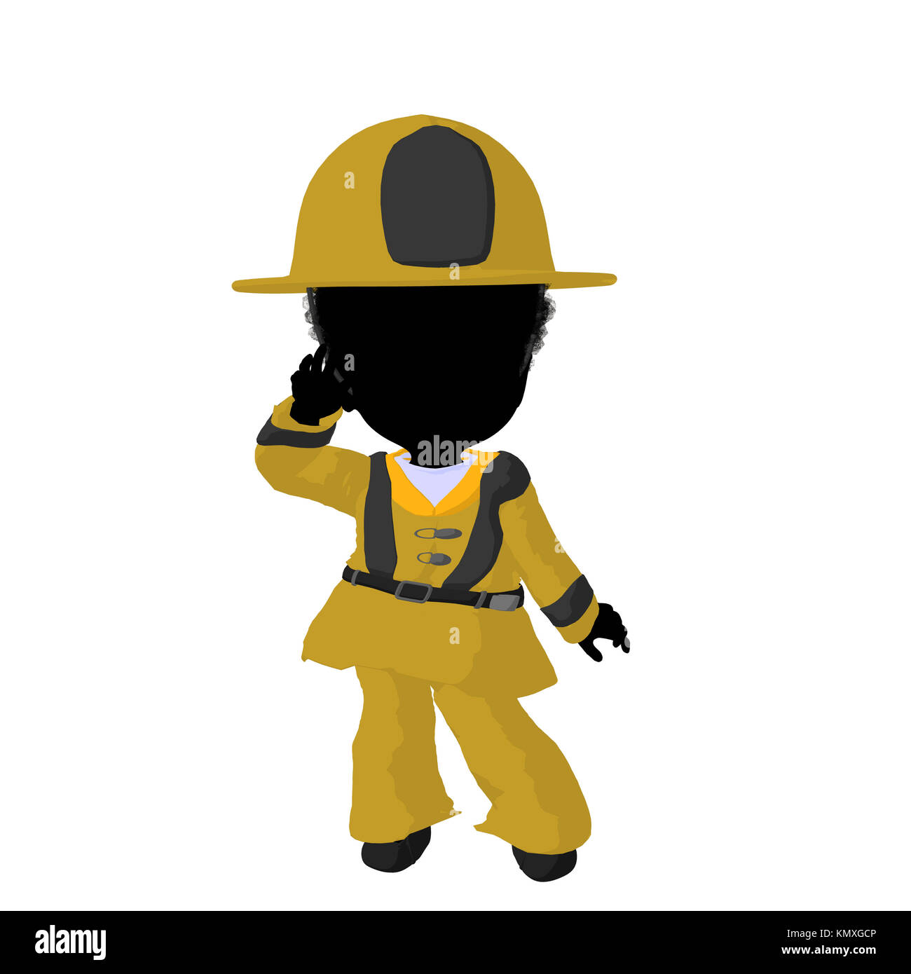 Little african american firefighter girl on a white background Stock ...