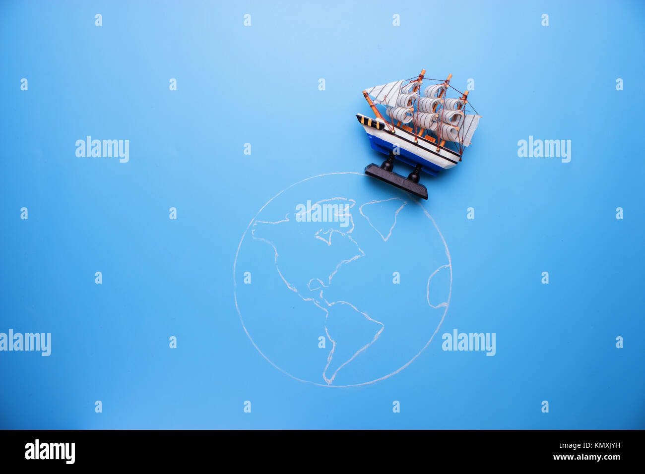 ship on the earth. trave around the world concept Stock Photo - Alamy