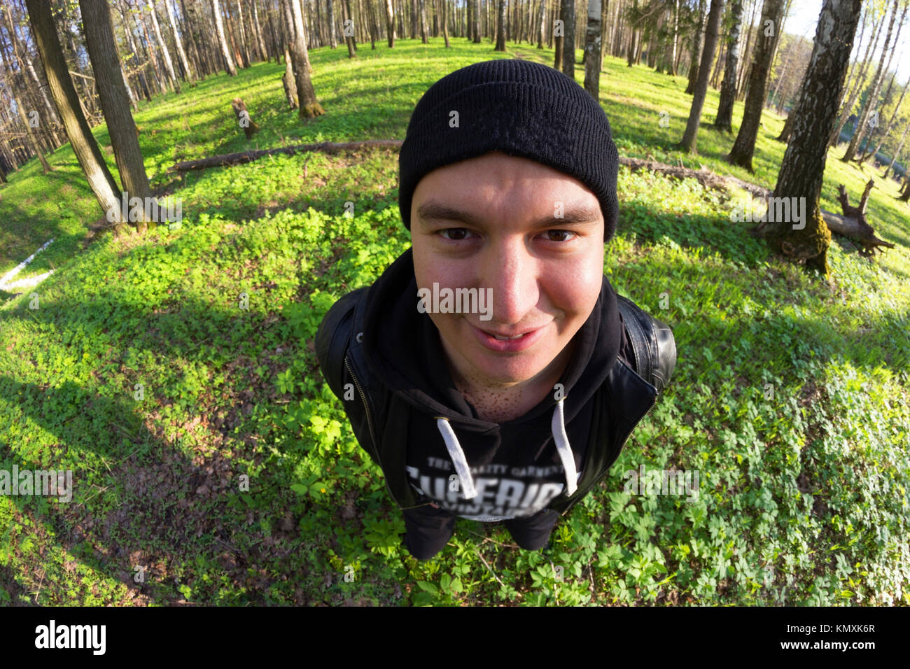 Man face in fisheye lens hi-res stock photography and images - Alamy