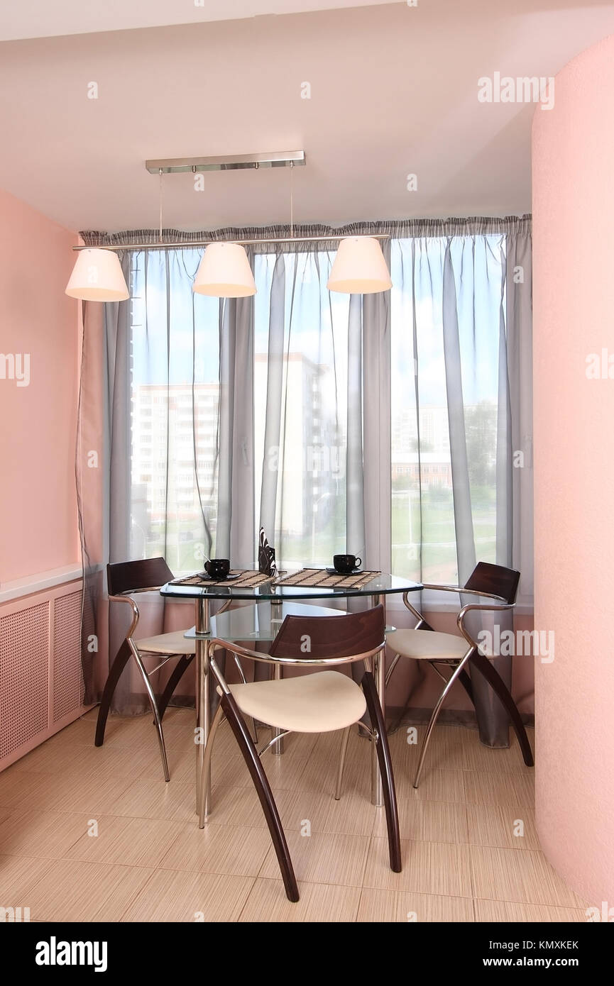 Dining room with the big window Stock Photo - Alamy