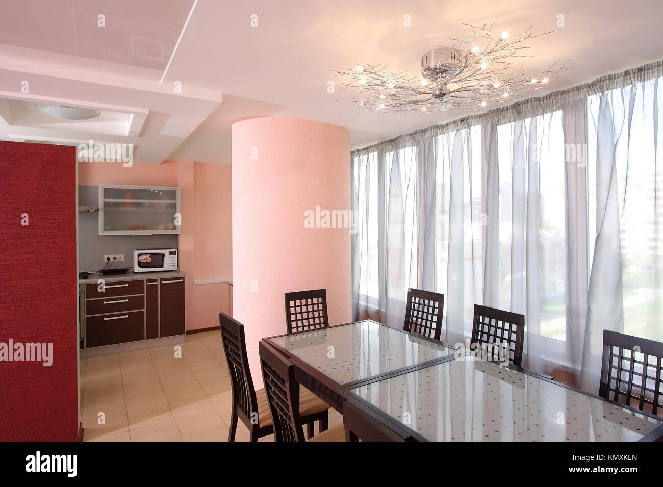Dining room with the big window Stock Photo - Alamy