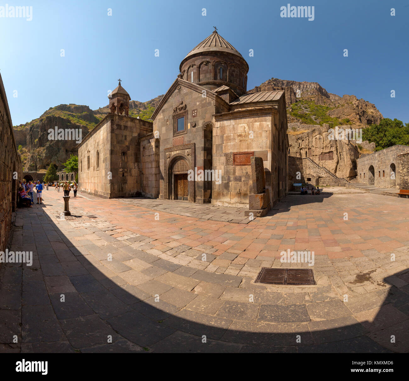 The ancient Christian temple Geghard in the mountains of Armenia Stock ...