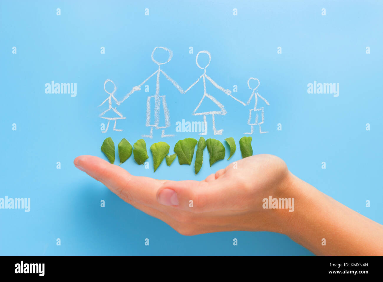 secure family concept. family protected by hands Stock Photo - Alamy