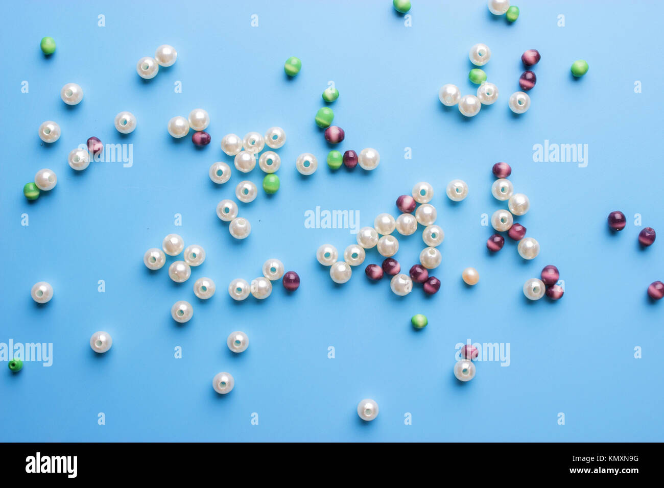 Beads Background. Retro Top View Colorful Bead Heap. blue background ...