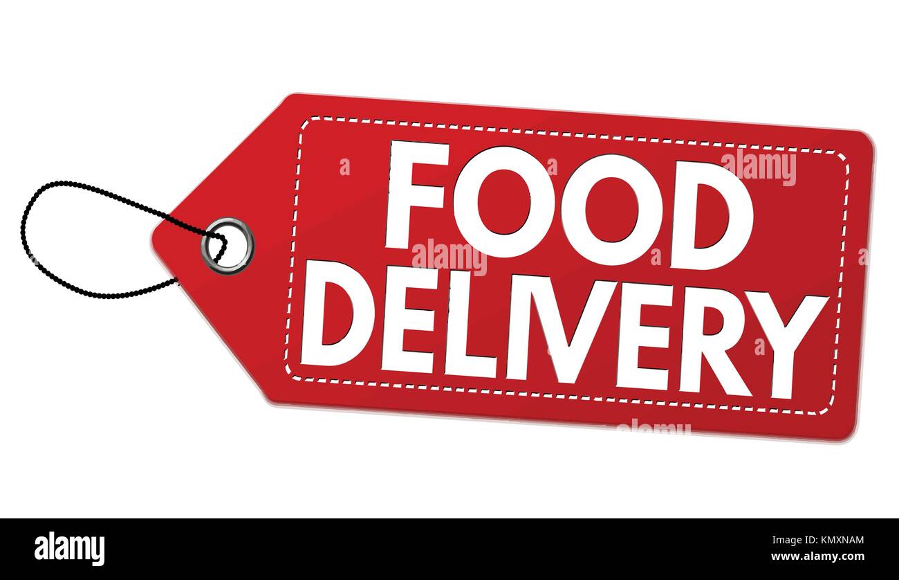 Food delivery label or price tag on white background, vector ...