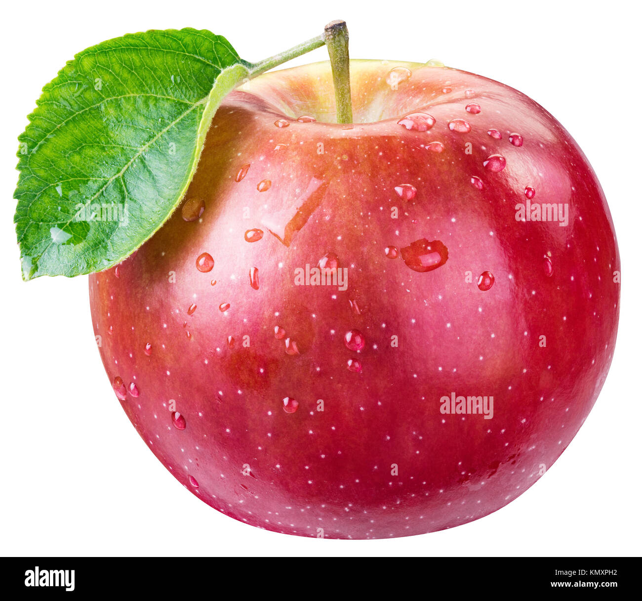 Ripe red apple with water drops. File contains clipping path Stock ...