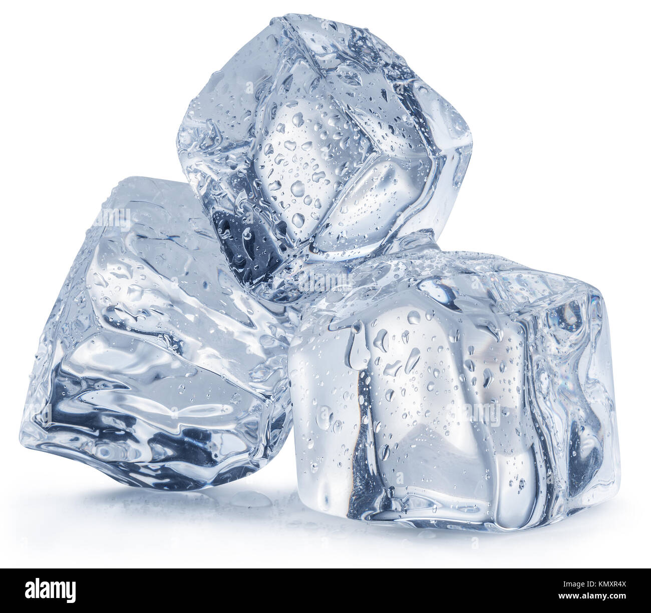 Melting ice cubes with water drops. Clipping path Stock Photo - Alamy