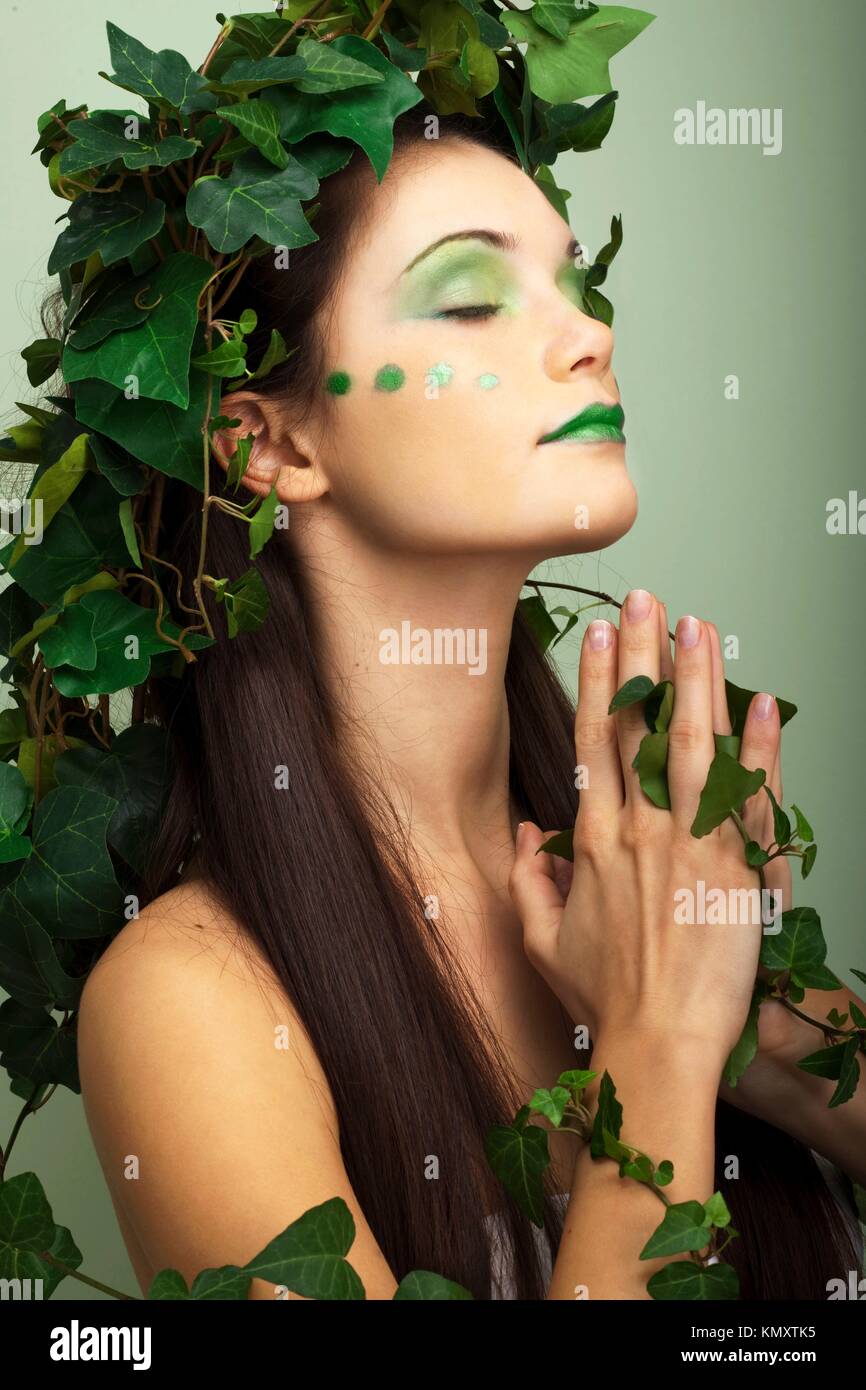 Mother nature praying for the earth saving Stock Photo - Alamy
