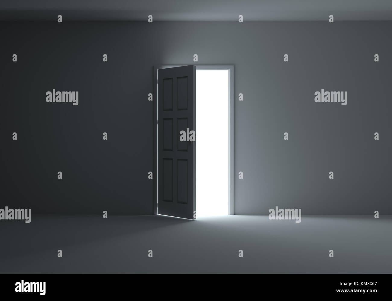 An open door with light streaming into dark room Stock Photo - Alamy