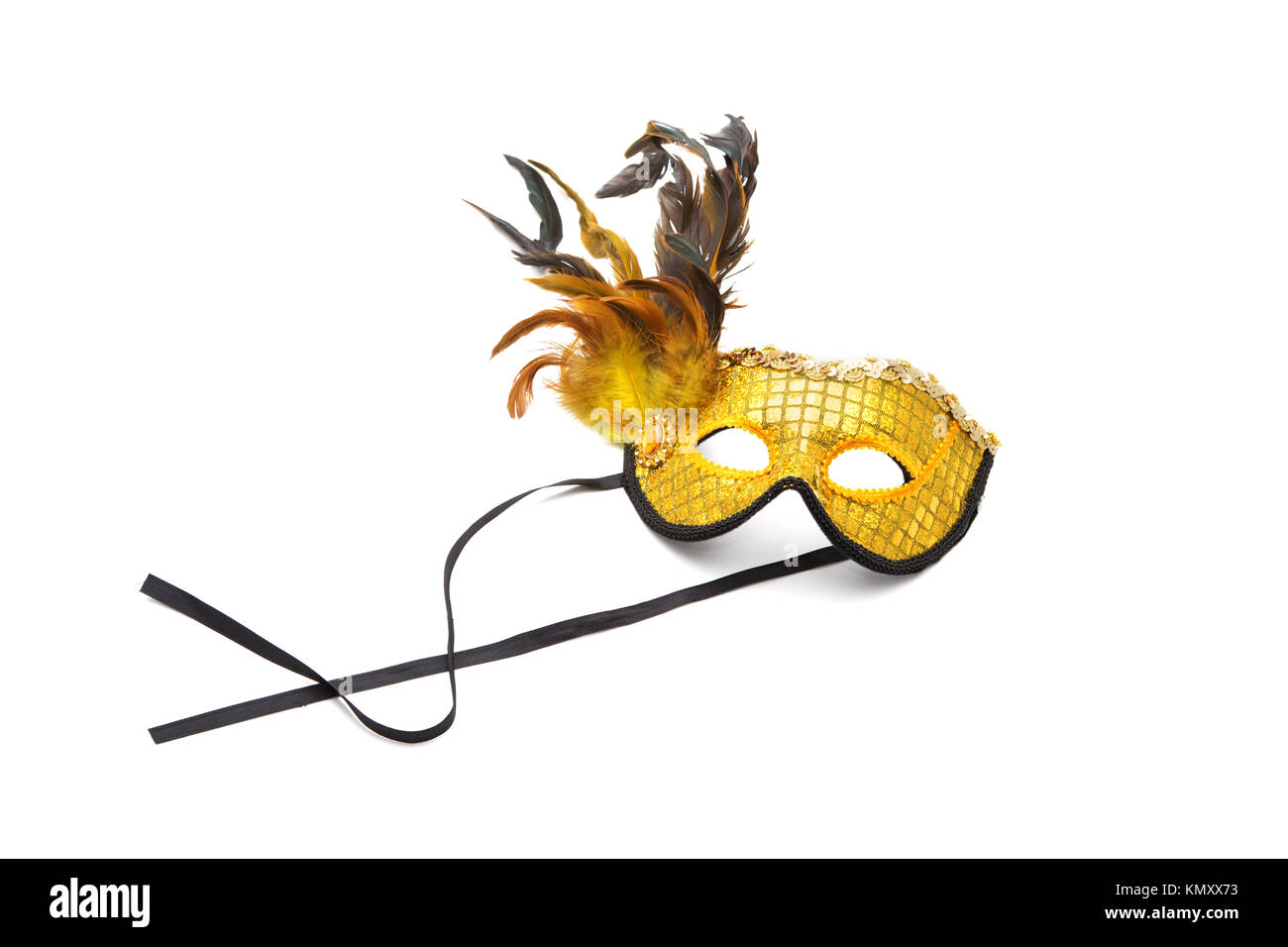 yellow fancy mask isolated on white background Stock Photo - Alamy