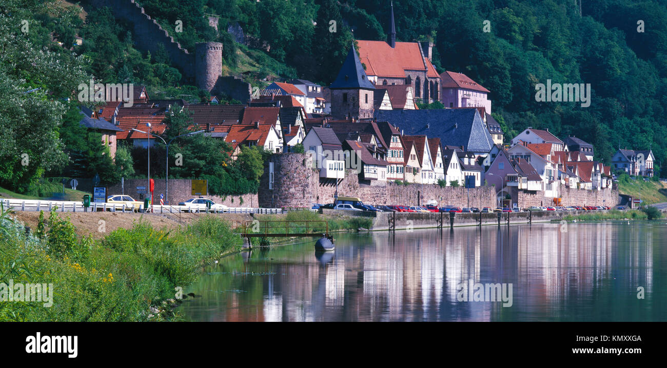 Hirschhorn and the River Neckar, near Nuremberg, Neckar Valley, Baden ...