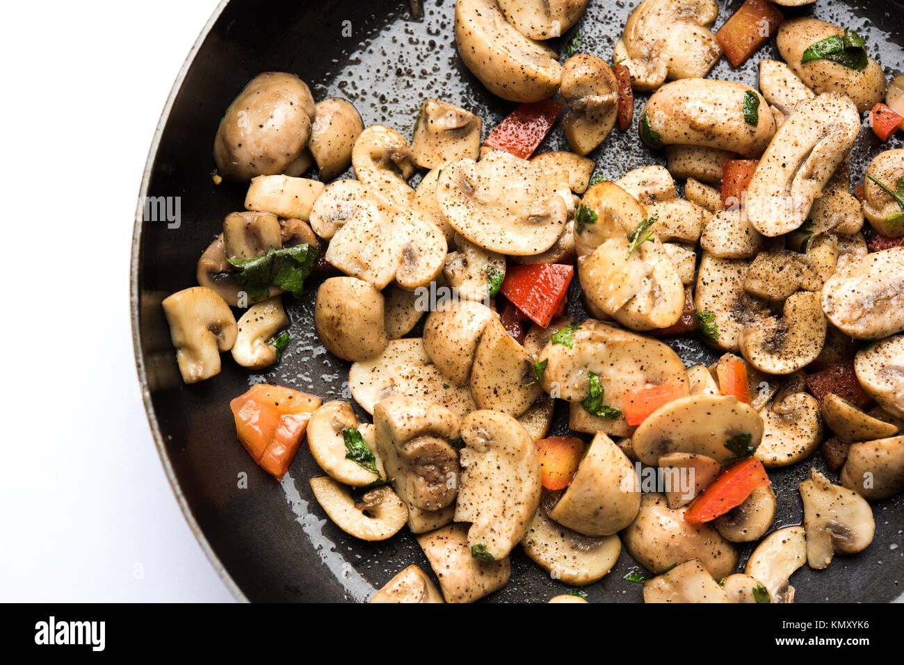 Mushroom Fry or sauteed mushroom or masharoom served in a bowl or in a ...