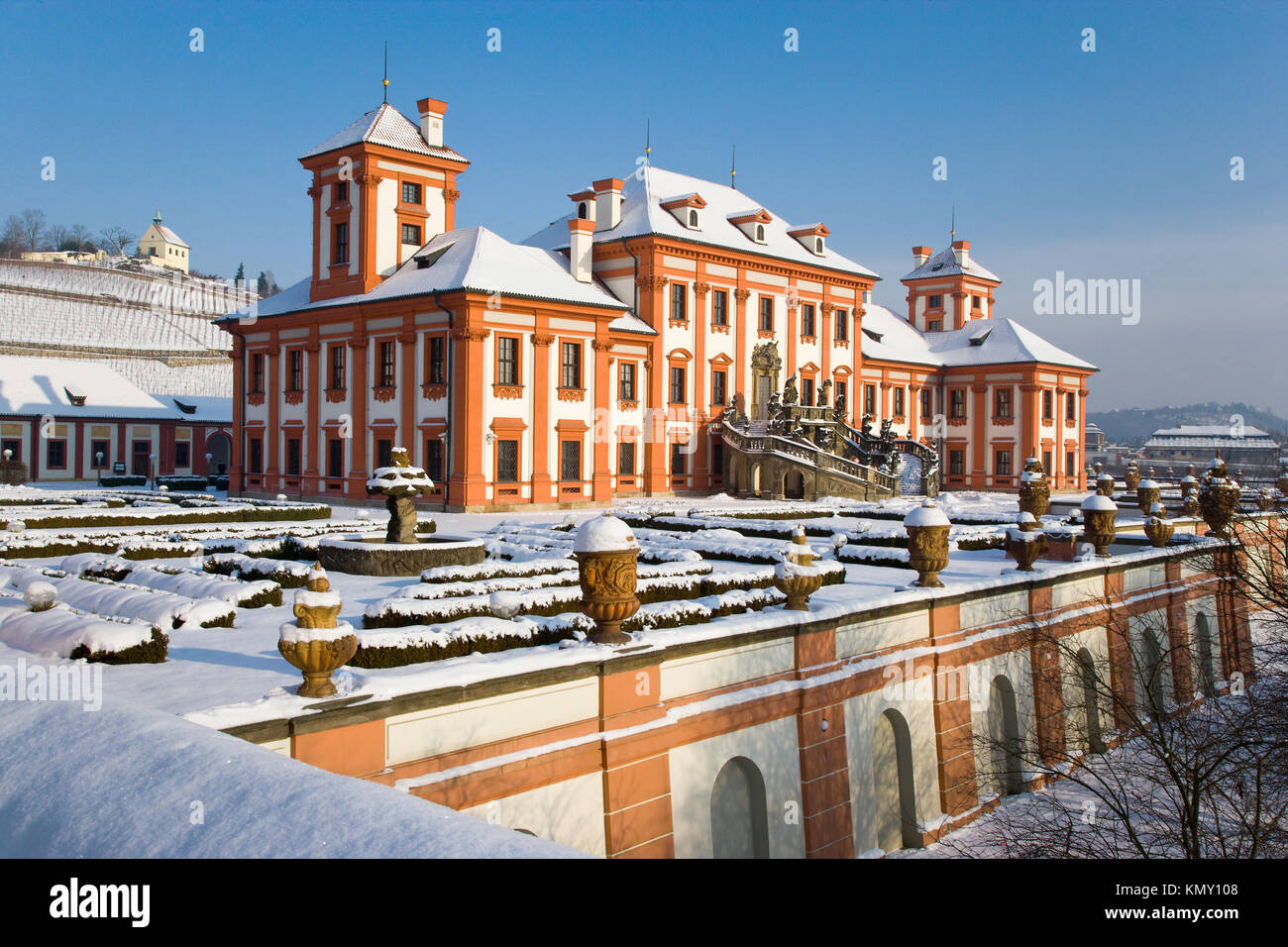 renaissance Troja castle with winter garden, Prague, Czech republic ...