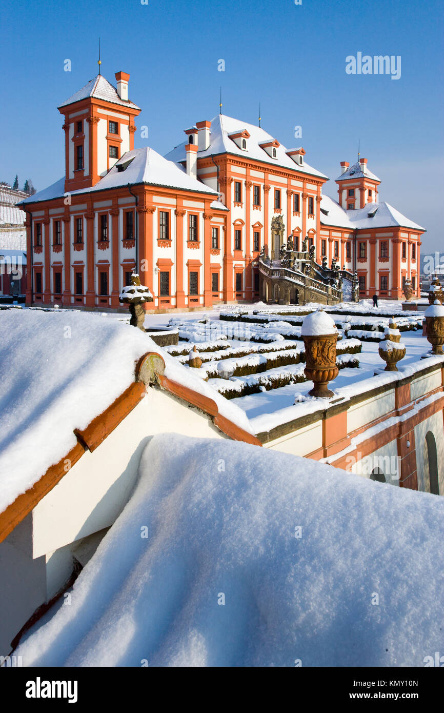 renaissance Troja castle with winter garden, Prague, Czech republic ...