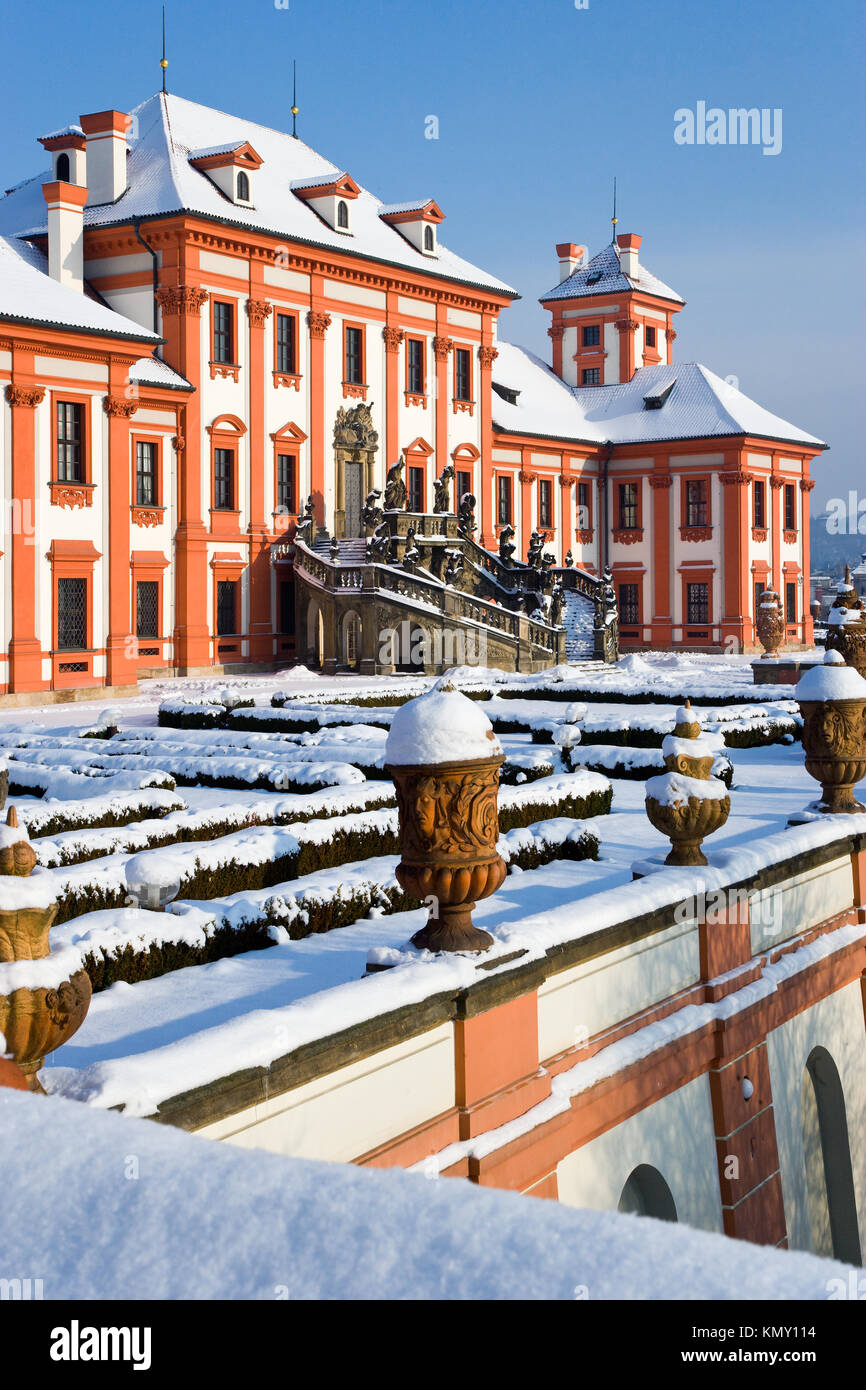 renaissance Troja castle with winter garden, Prague, Czech republic ...