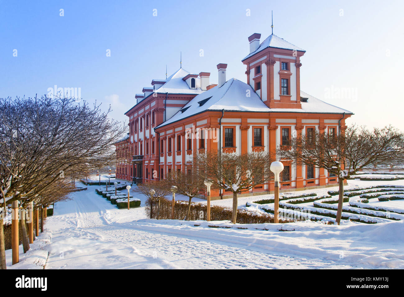 renaissance Troja castle with winter garden, Prague, Czech republic ...