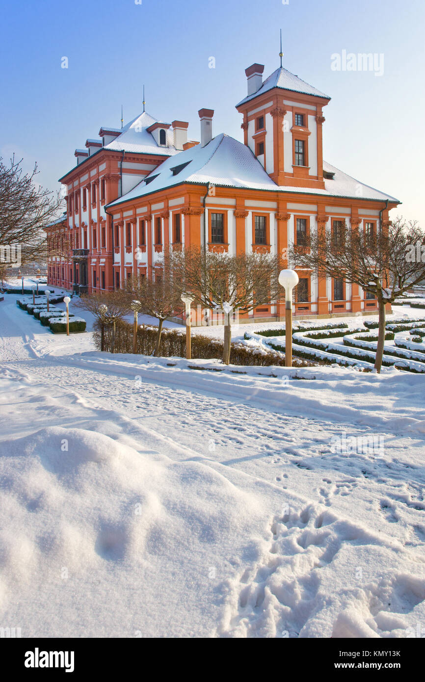 renaissance Troja castle with winter garden, Prague, Czech republic ...