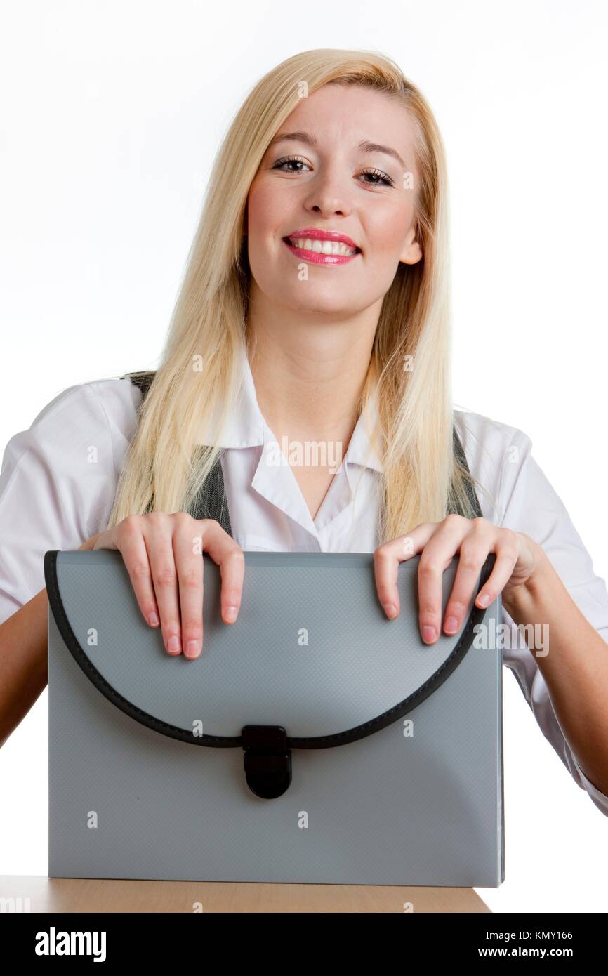 portrait of businesswoman with briefcase Stock Photo - Alamy