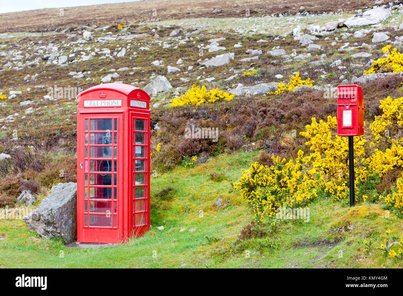 telephone booth and letter box near Laid, Scotland Stock Photo - Alamy