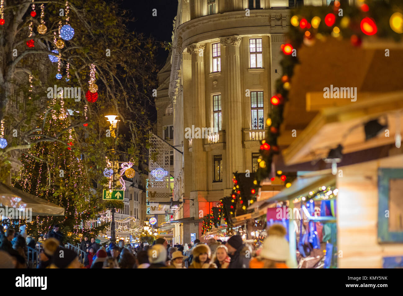 BUDAPEST, HUNGARY - DECEMBER 6, 2017: Tourist and local people enjoying ...