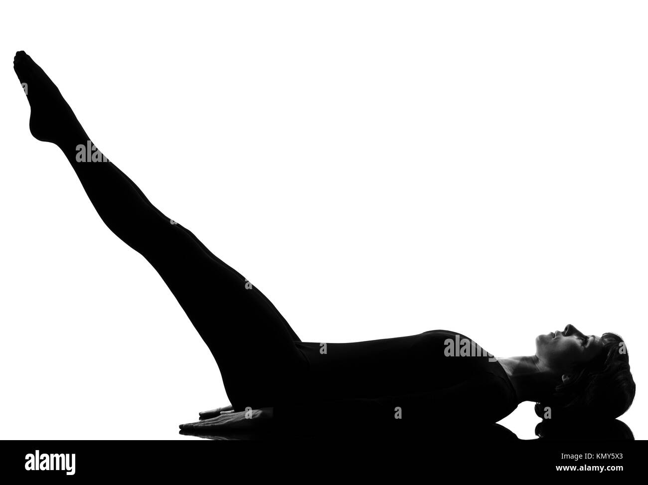 Woman paripurna navasana boat pose Black and White Stock Photos ...