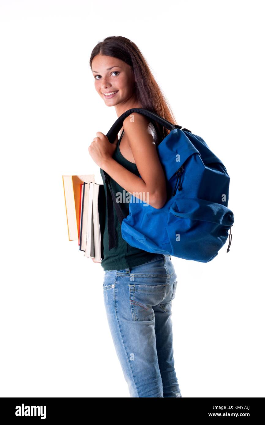 Beautiful student on white background Stock Photo - Alamy