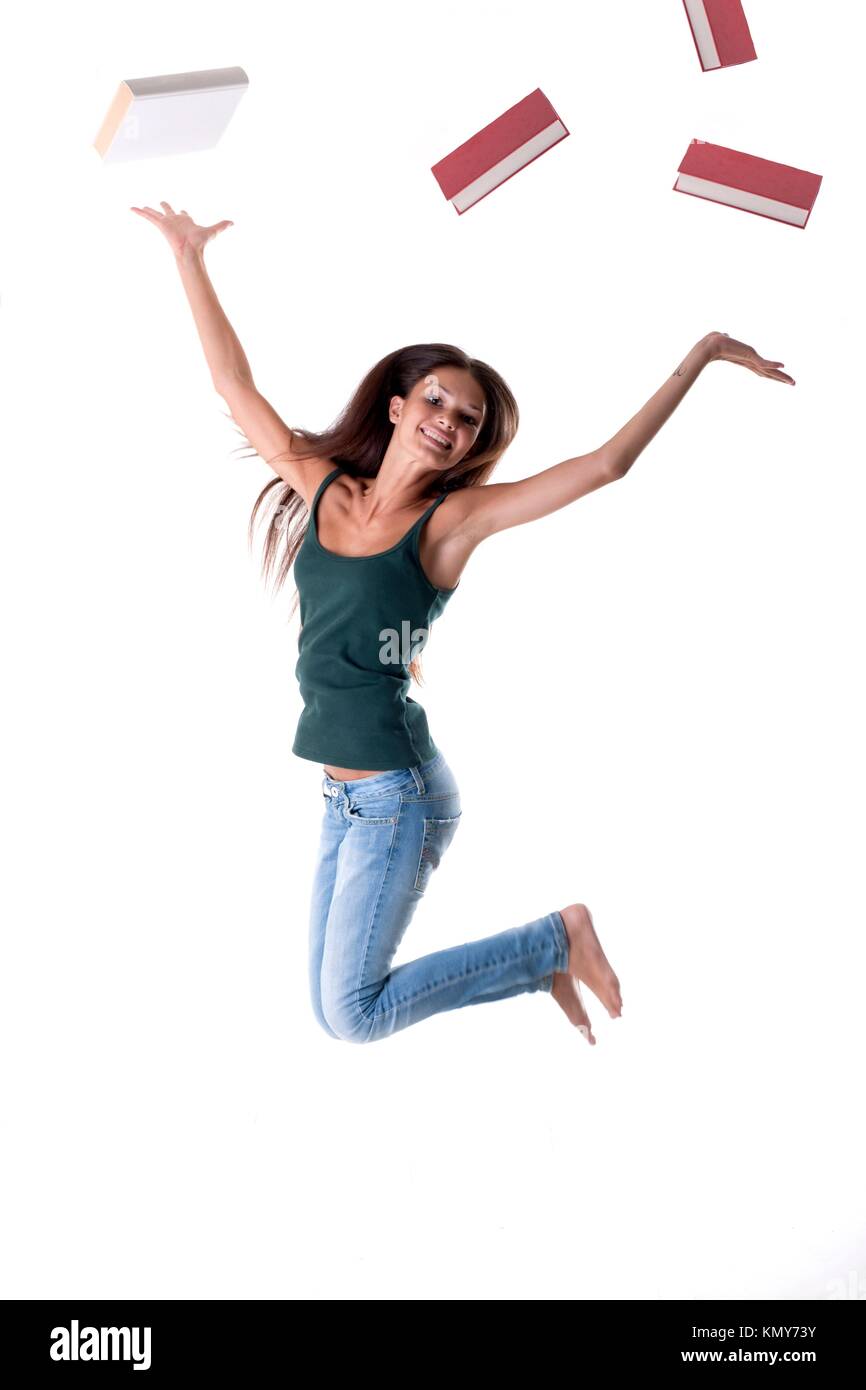 Teenager books throwing hi-res stock photography and images - Alamy