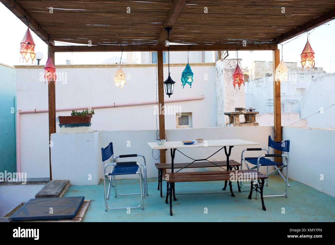 dinner table on the terrace Stock Photo - Alamy