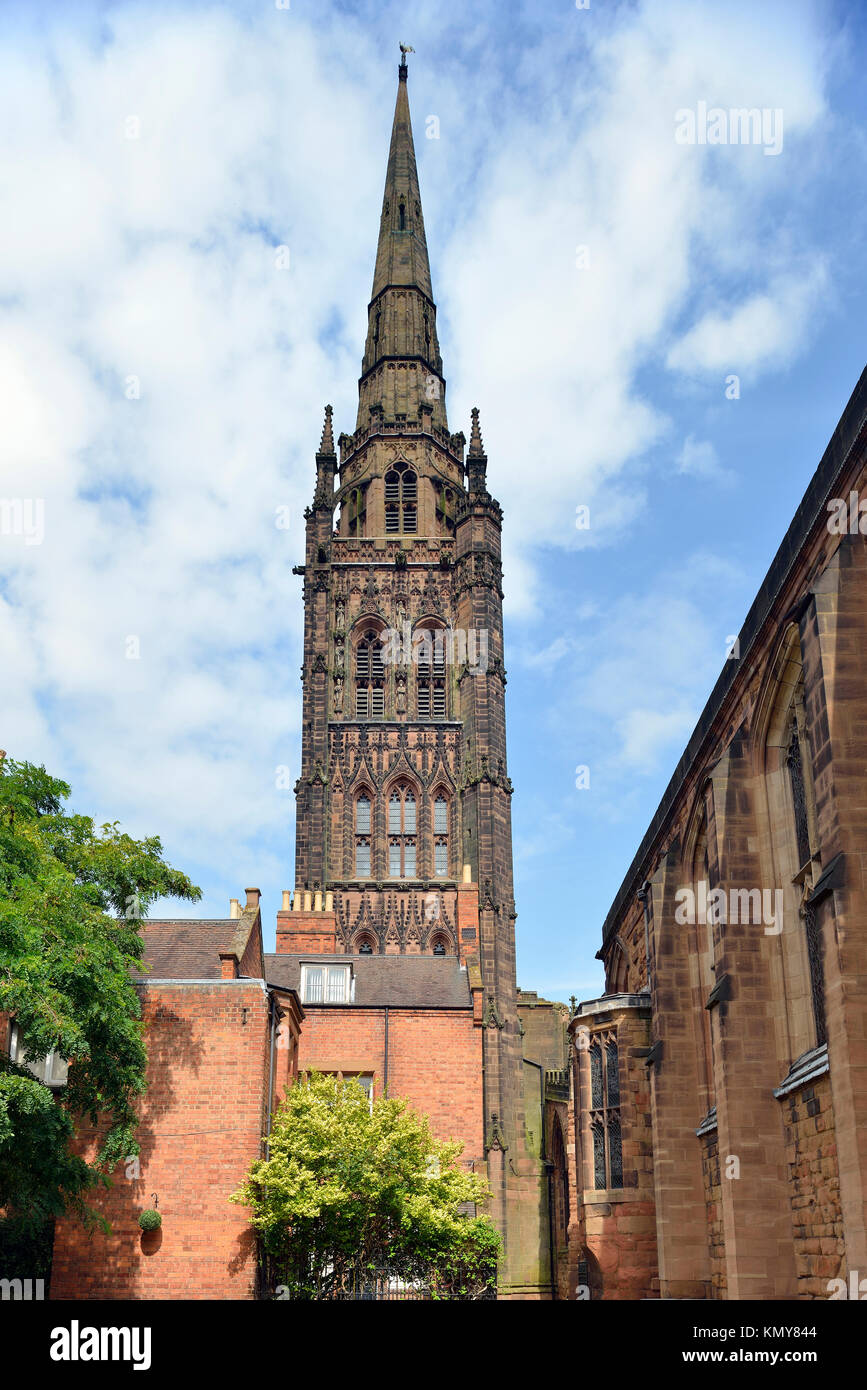 Tower & Spire of Coventry Old Cathedral viewed from behind St Mary's ...