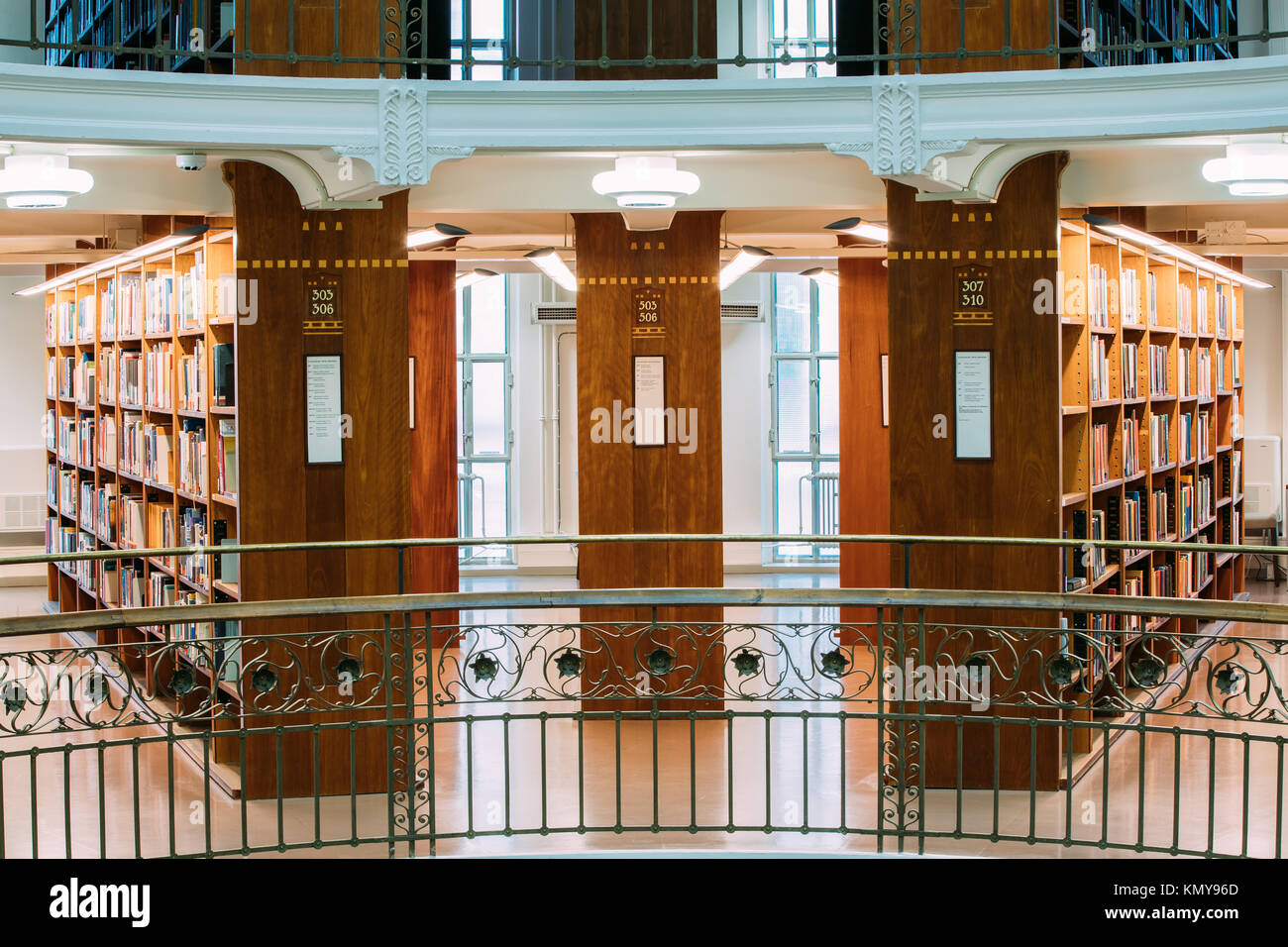 Helsinki, Finland. View Of Floors And Racks With Books In The National ...