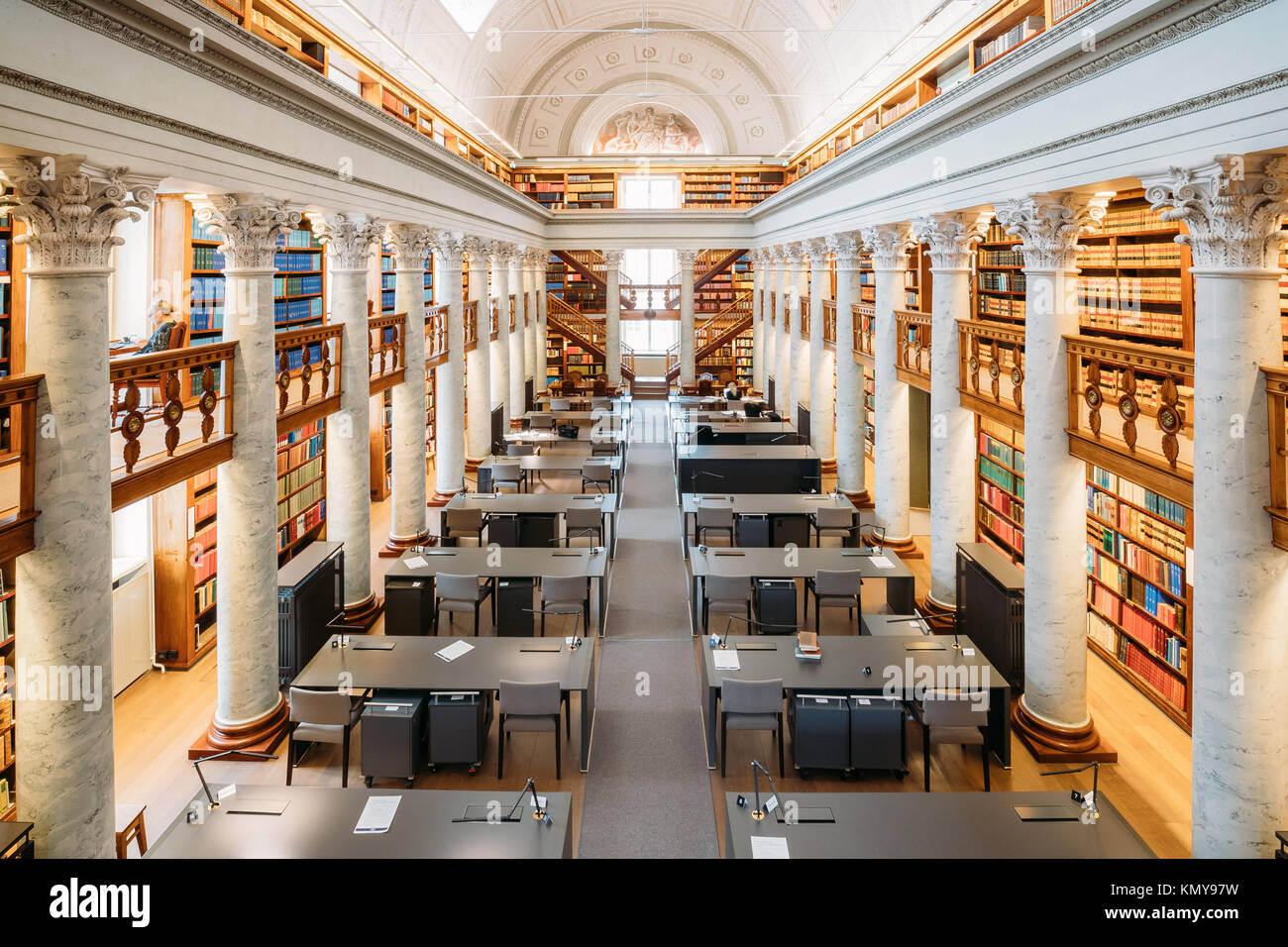 Helsinki, Finland. Reading Room And Racks With Books In The National ...