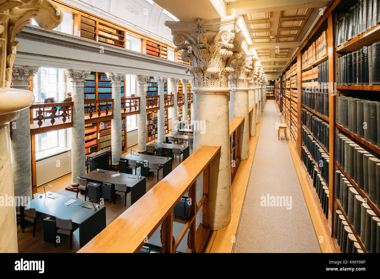 Helsinki, Finland. Reading Room And Racks With Books In The National ...
