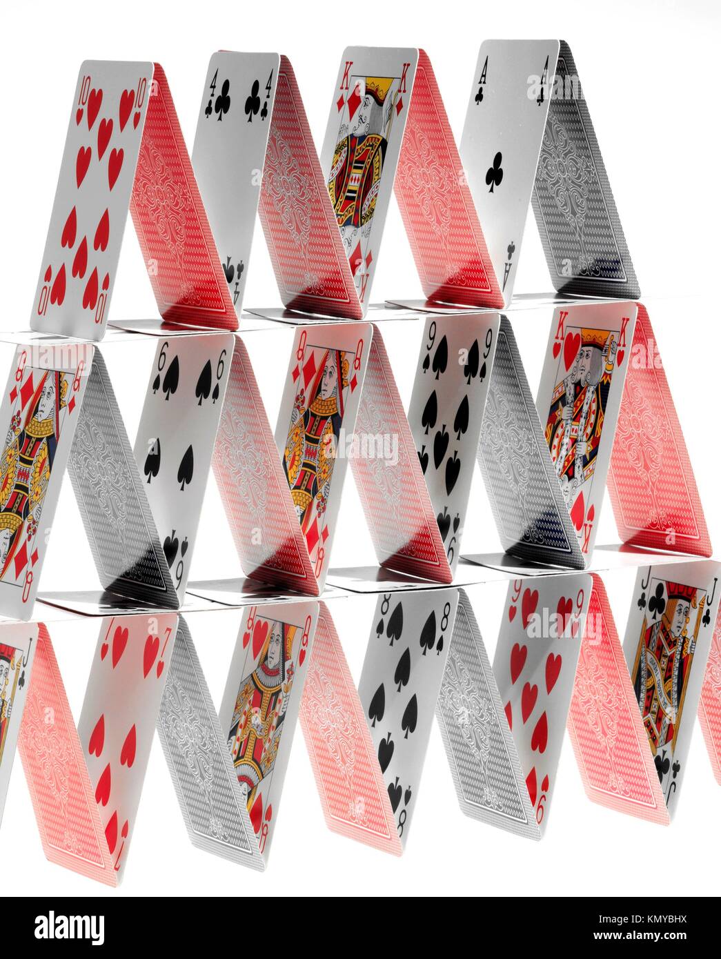close up of house of playing cards on white background Stock Photo - Alamy