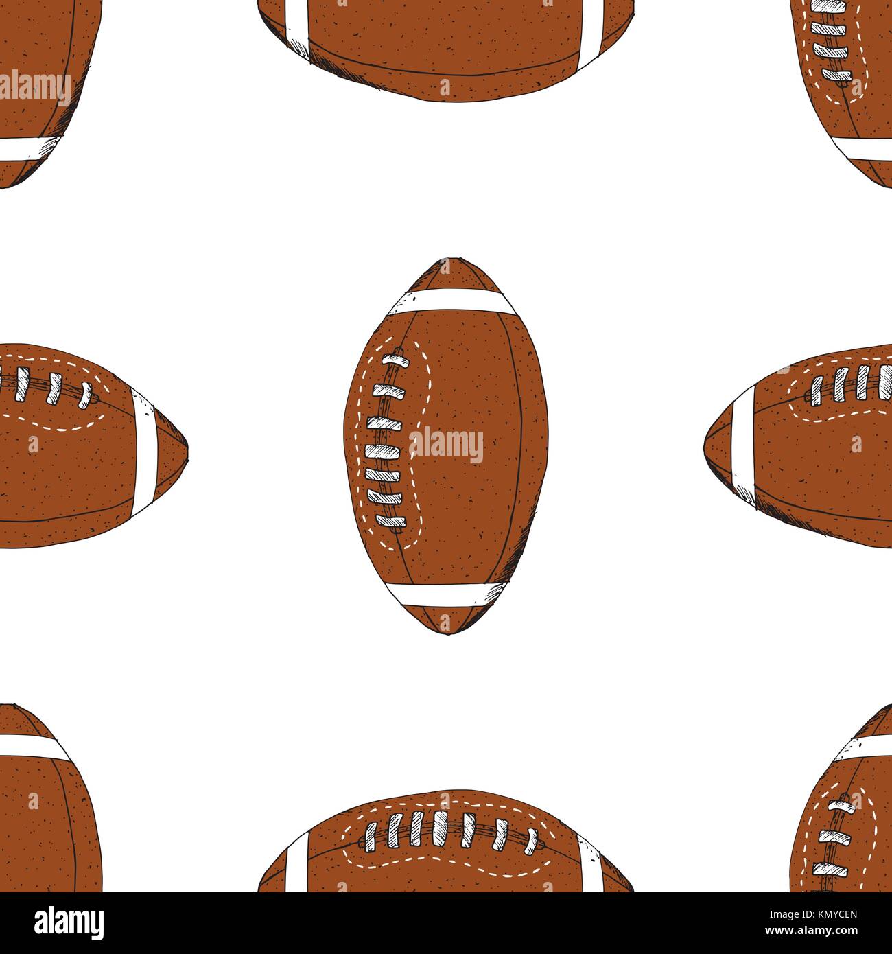 Football, rugby ball seamless pattern hand drawn sketch, vector ...